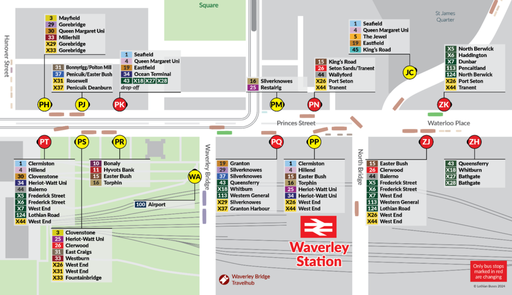 Changes to bus stopping patterns on Princes Street - Lothian Buses