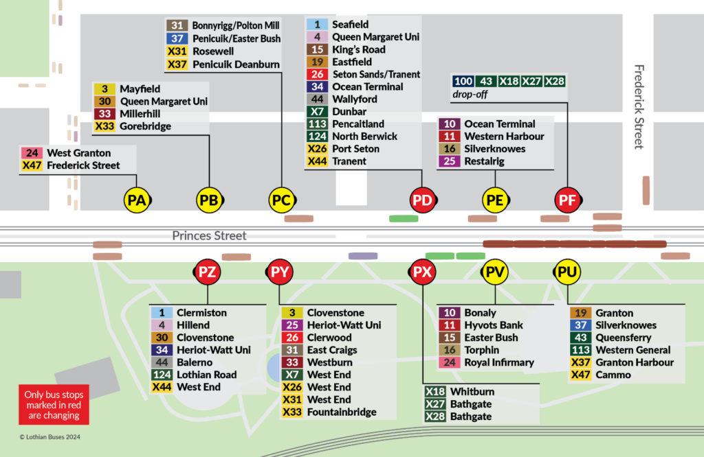 Changes to bus stopping patterns on Princes Street - Lothian Buses
